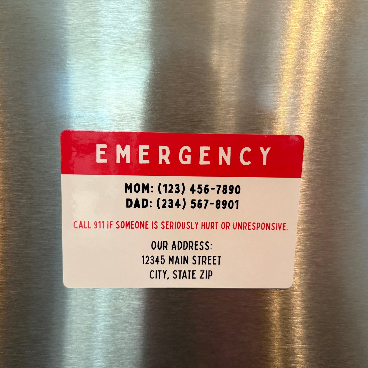 Emergency Contact Magnet – Porchlight Keepsakes